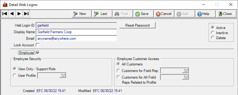 Access Customer Web Logins